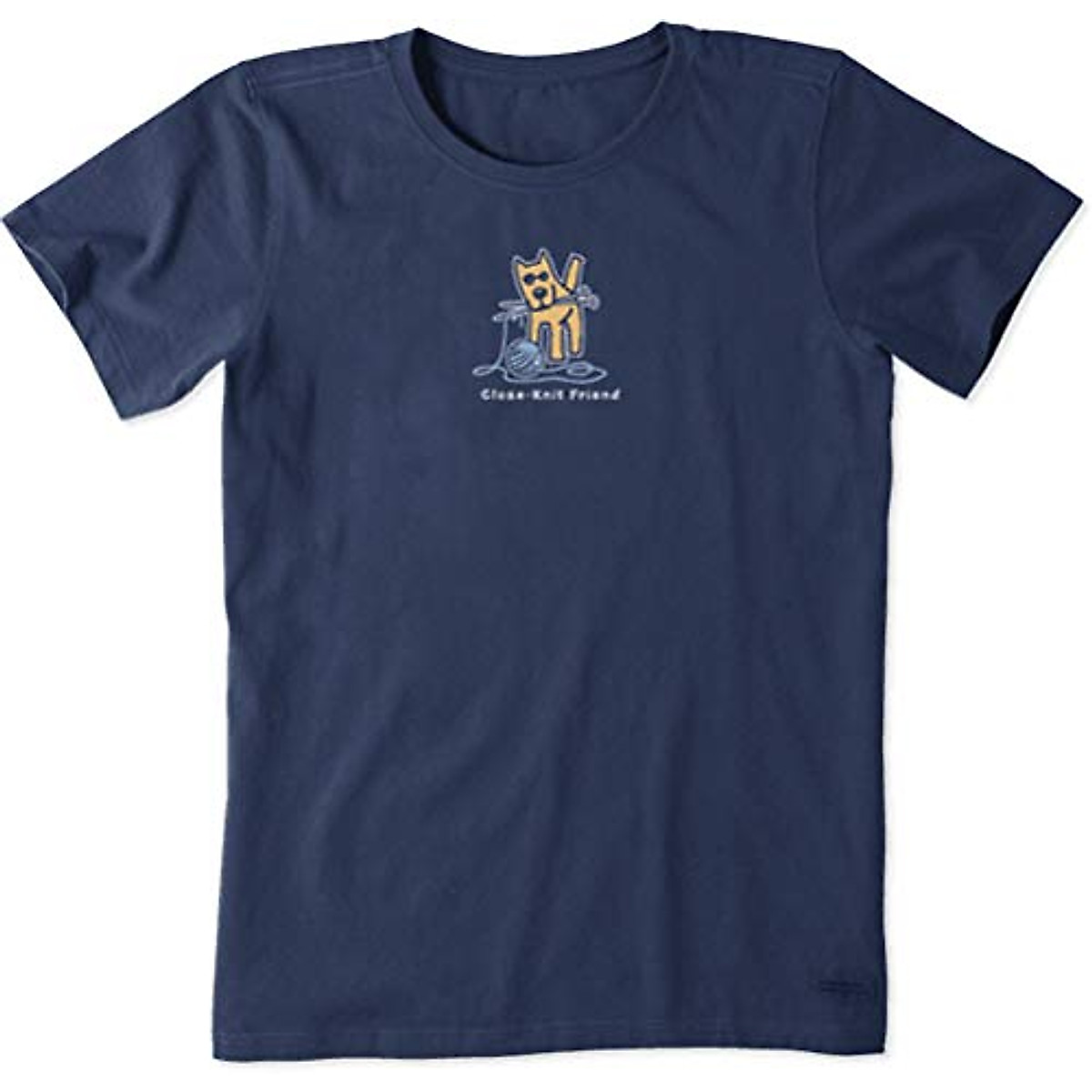 Life is good Womens Vintage Crusher Rocket Dog Graphic T-Shirt, Close Darkest Blue, X-Small