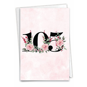 NobleWorks - 105th Milestone Birthday Greeting Card with 5 x 7 Inch Envelope (1 Card) Floral Age 105 C8271MBG