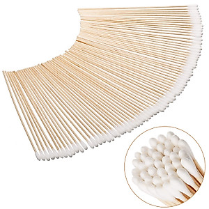 Norme 6 Inch 500 Pcs Long Cotton Swabs with Wooden Handles Cleaning Swabs Cotton Buds for Oil Makeup Eye Ears Eyeshadow Brush and Remover Tool in Storage Case(Round Tip)