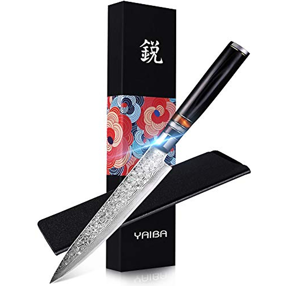 Utility Chef Knife 6 Inch Chef knife Japanese Damascus Utility Kitchen Knife Japanese Paring Knife Damascus Steel High Carbon 67-Layer Ultra Sharp Kitchen Meat Cutting Gyuto Chef Knife [Gift Box]