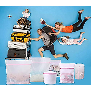 6 Pack Mesh Laundry Bags for Delicates with Zipper, Travel Storage Organize Bag, Various Sizes Clothing Wash Bags, Bra Wash Bag