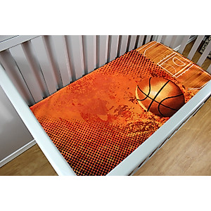 Dear Baby Gear Deluxe Crib Sheet Sports Collection Minky Fitted Crib Sheet, Basketball Court, 52 X 28 X 10 Inches