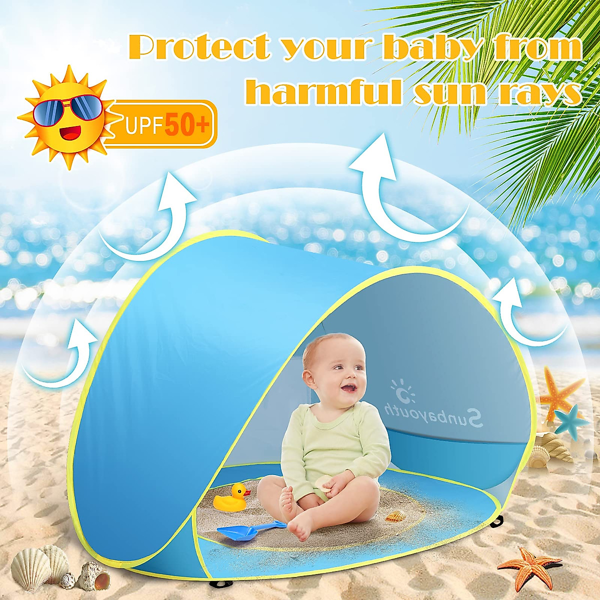 Sunba Youth Baby Pool Tent, UV Protection Infant Pop Up Sun Shelters Shade