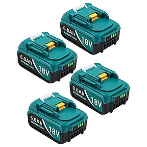Twupixy Battery for Makita 18V Battery 6.0Ah, 4Pack Replacement Batteries Compatible with Makita 18 Volts Battery BL1860 BL1820 1830B 1840B 1850B, Fit with Original Makita 18V Battery Chargers Blue