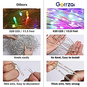 Outdoor Christmas Decorations Star String Lights 420 LED Waterproof Waterfall Lights with Christmas Tree Topper, Gorrzai 8 Lighting Modes String Lights for Tree Yard Patio Garden Party (Multi-Colored)