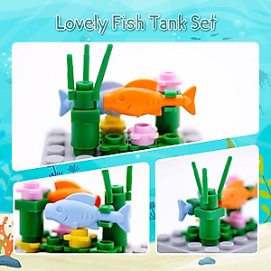 Fish Tank Building Kit, Junior Ideas Building Sets for Child, Toy Fish Tank Building Blocks Model, Creatvie MOC for Boys & Girls 6 7 8 9 10 11 12 Years Old (Small Fish Tanks)