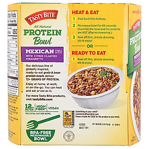 TASTY BITE Mexican Protein Bowl, 8.8 Ounce, Pack of 6, Ready to Eat, Microwaveable, Vegan, 12g Plant Protein, Tangy Citrus