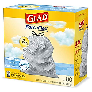 Glad OdorShield Drawstring Tall Kitchen Trash Bags - Fresh Clean - 13 Gallon - 80 Count