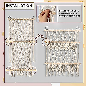 AMHSCOCA Stuffed Animal Net or Hammock, Boho Macrame Toy Hammock Wall Hanging Net Stuffed Animal Toy Storage Holder