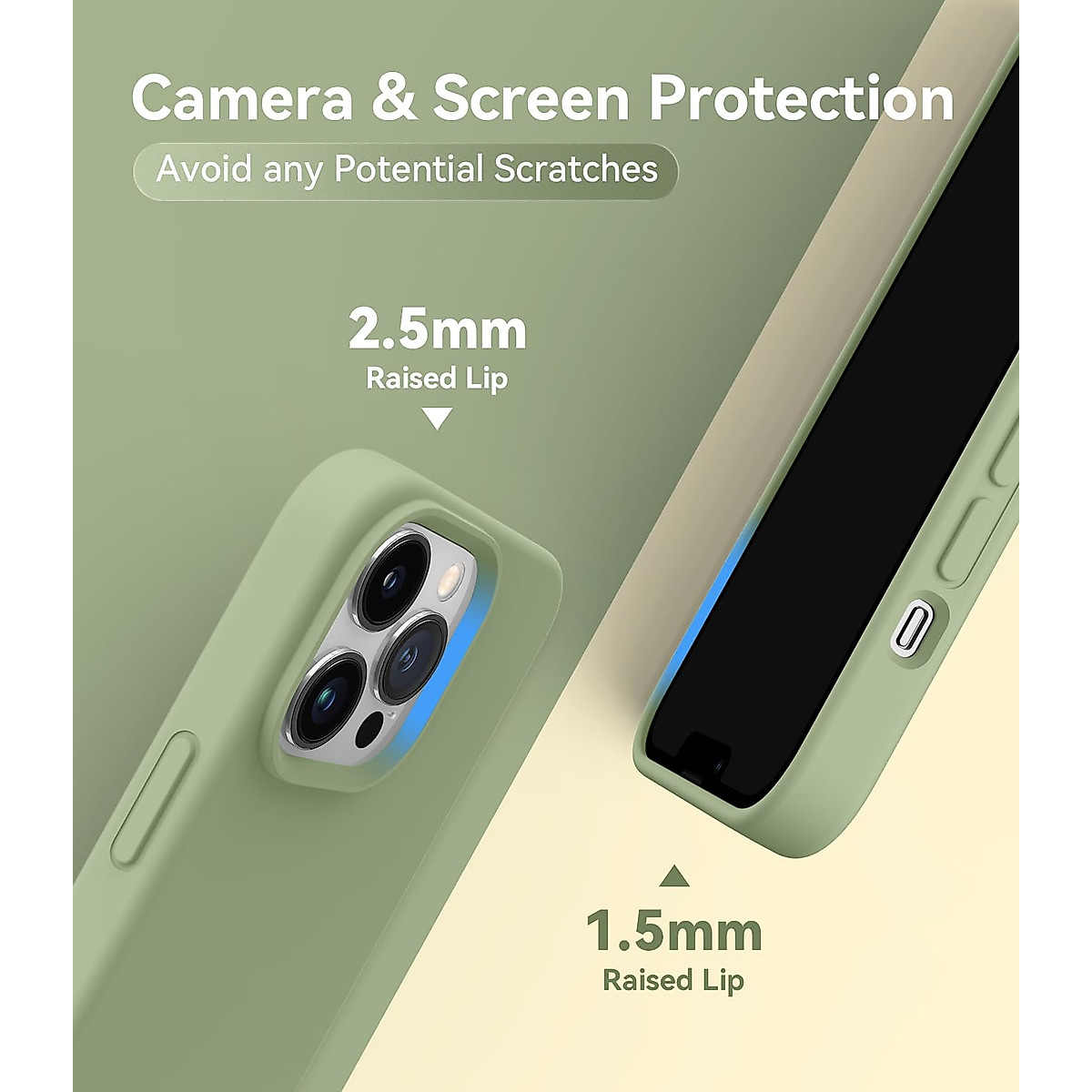 AOTESIER Compatible with iPhone 13 Pro Phone Case, [Military Shockproof Protection] Liquid Silicone Case with [Soft Anti-Scratch Microfiber Lining] Camera & Screen Protection 6.1 inch, Tea Green