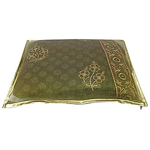 KANUSHI Set of 10 Pc Transparent Saree Covers/Saree Bags/Storage Bags/Clothes Covers with Stainless Steel Zip Lock Combo (Suitable for Single Saree Pack) (Golden)