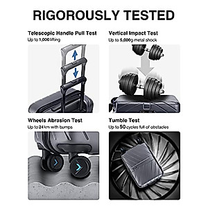 BAGSMART Carry On Luggage 22x14x9 Airline Approved, 1OO% PC Lightweight Carry On Hardside Suitcase, 20 Inch Hard Shell Luggage with Spinner Wheels, Waterproof Rolling Suitcase, Silver Gray