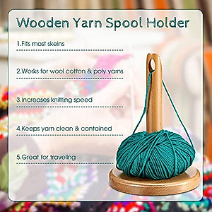 AnNafi® Wood Yarn Holder for Knitting Crochet |Classic Wooden Yarn & Thread Holder |Wooden Frame with Hole |Knitting Embroidery Accessory Gift |Craft & Sewing Supplies |Yarn Organising Tool For Granny