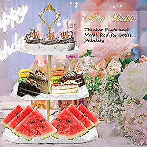 DAFURIET Dessert Cupcake Stand, 3 Tier Cup Cake Holder Tower for Tea Party/Birthday/Weeding, Plastic Tiered Serving Tray with Metal Rod (White)