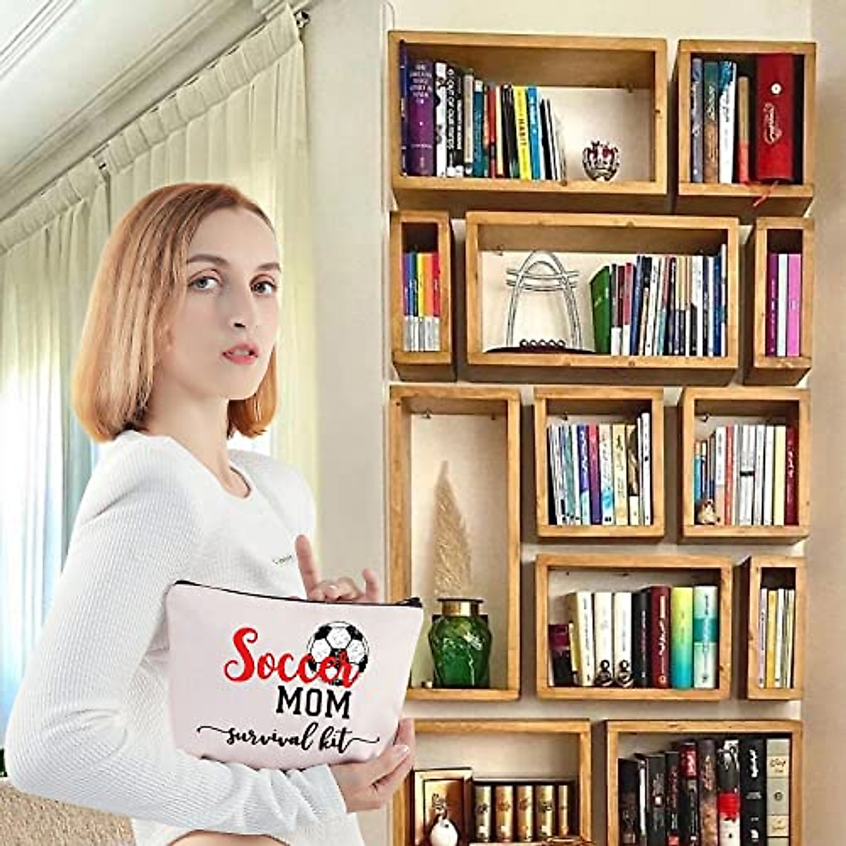 LEVLO Soccer Mom Cosmetic Bag Soccer Mom Gifts Soccer Mom Survival Kit Makeup Zipper Pouch Bag For Football Coach Soccer Mom (Soccer Mom)