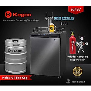 Kegco 3PK309X-2 Keg Dispenser, 2 Tap, Black Stainless Steel