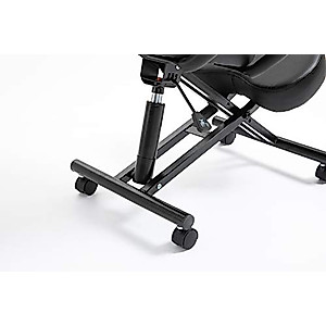 Beautiful Ergonomic Kneeling Chair with Thick Leather Cushions, Pneumatic Height Adjustment, Back Support, Side Handles, Back Pain Relief, Work from Home & Office, Black Stork [Updated August 2021]