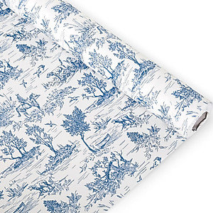 JarThenaAMCS Classic French Village Printed Wrapping Paper Roll 17 In x 32.8Ft White Blue Rustic Rural Scenery Gift Wrap Paper Decorative Art Paper for Birthday Gift Packing Supplies