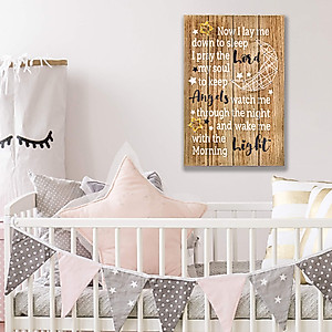 Vilight Nursery Sign Baby Room Decor - Now I Lay Me Down to Sleep Baptism Gifts for Boys and Girls - Kids Bedroom Wall 3D Moon and Star String Art Decorations - 11x16 Inches