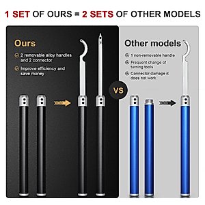 Carbide Lathe Tools, Wood Lathe Tools with Removable Handle, 【Latest Upgraded】Turning Tool with Adjustable Connector including Swan Neck Hollower, Rougher, Finisher(Alloy Tool Set) Black