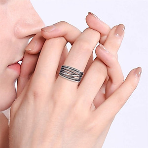 Silvora S925 Layered Open Ring, Sterling Silver Ring for Women Statement Engagement Enhancers Ring Engraving Customized Personalized (Send Gift Box)