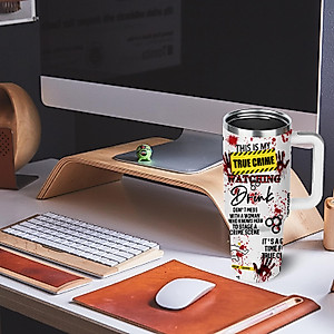True Crime Gifts - This is My True Crime Watching Drink Tumbler 40 Oz, Crime Junkie Merch Gifts for True Crime Lovers Mug, Crime Scene/Detective Fans Gifts, Crime Show Lover Gifts Halloween Horror Cup