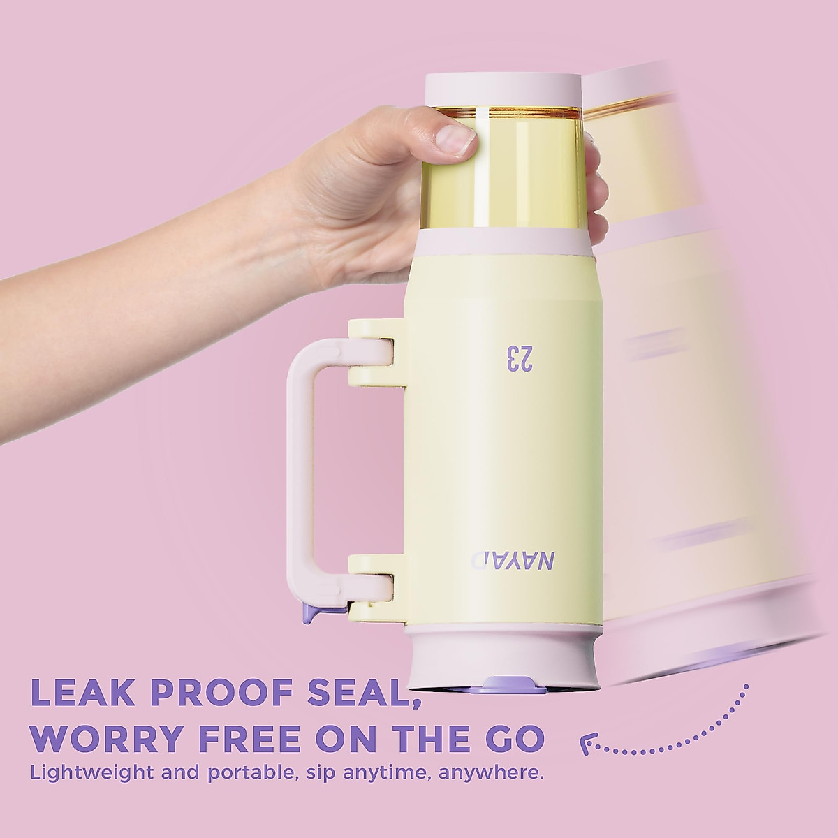 NAYAD22 oz Kids Tumbler with Handle and Straw & 10oz Snack Container - Insulated Kids Water Bottle with Foldable Handle, Dual Lids(Leakproof Flip +Silicone Straw Lid) for Travel, Gym& Daily Use