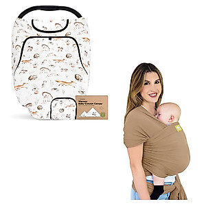 KeaBabies Car Seat Cover for Babies and Baby Wrap Carrier - Baby Car Seat Canopy for Spring, Autumn, Winter - All in 1 Original Breathable Baby Sling - Universal Stretch Fit Car Seat Cover for Babies