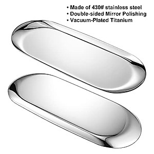 2 Pack Silver Oval Vanity Tray, Stainless Steel Jewelry Tray, Bathroom Tray, Makeup Cosmetic Trays,Towel Napkin Tray,Storage Organizer,11.8 x 4.8 inches (LxW),Large