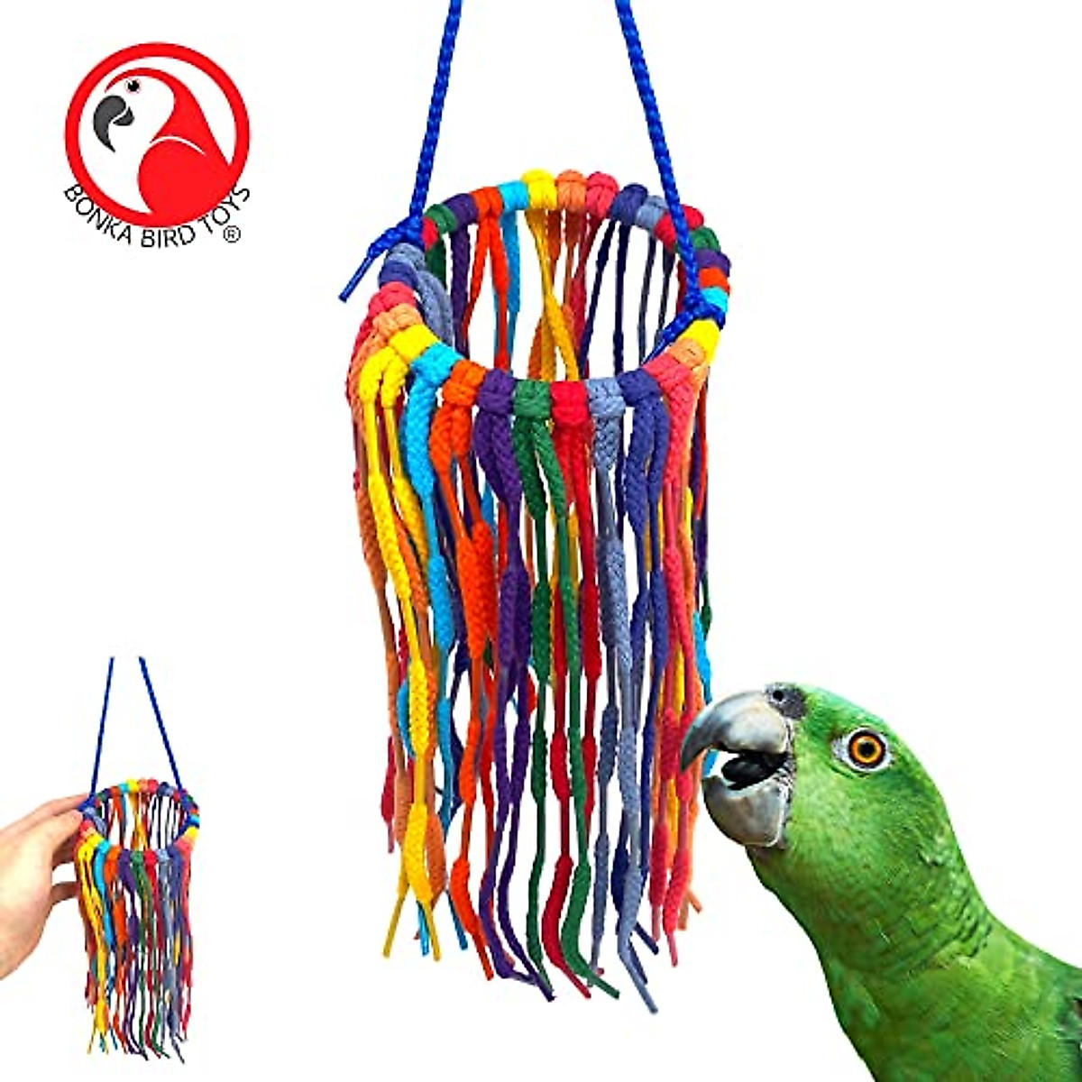 Bonka Bird Toys 51213 Large Aglet Heaven Bird Toy Cotton Colorful Parrot Quaker Macaw African Grey Cockatoo