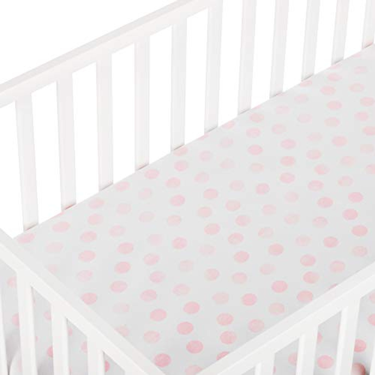 Andi Mae Crib Sheet - Watercolor Pink Dots - 100% Jersey Cotton - Fits Standard Crib or Toddler Mattresses
