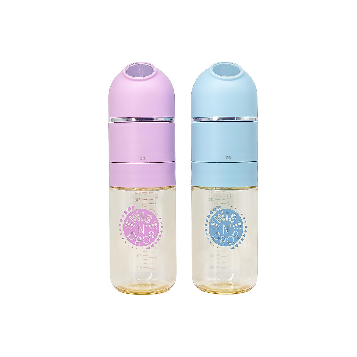 Twist N' Drop 8oz Anti-Colic Formula Mixing/Dispensing Baby Bottles BPA Free (Blue)