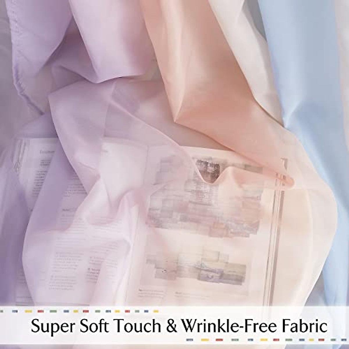 RYB HOME Canopy Bed Curtains - Soft Sheer Valance Curtains Backdrop for Dining Living Room Stage Events Sliding Door, 60 inch Wide x 216 inches Long, 1 Pair,Light Rainbow