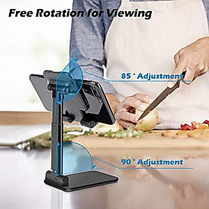 B-Land Adjustable Cell Phone Stand, Foldable Portable Phone Stand Phone Holder for Desk, Desktop Tablet Stand Compatible with iPhone 11 Pro XS Max XR X Samsung Galaxy S10 S9 & Tablets (Black)