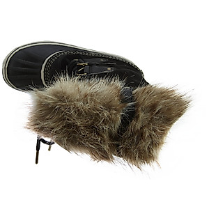 Womens Sorel Joan of Arctic Faux Fur Cuff Warm Winter Waterproof Boots - Black/Quarry - 10