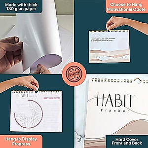 Boho Style Habit Tracker Journal and Goal Planner | Great Productivity Tool and Habit Journal - Motivational Workout Journal | Hang with Spiral Binding Workout Planner - Display on Workout Calendar