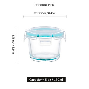 Mini Glass Food Storage Containers - 12 Pack 5 oz Small Glass Jars with Locking Lids - Airtight Food Containers - Freezer, Microwave, Dishwasher Safe