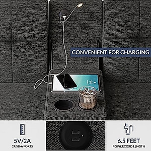 BELLEZE Convertible Sofa Bed with USB Charging Port, Modern Loveseat, Sleeper Sofa, Futon Couch for Living Room, Guest Room, Garage - Madison (Dark Gray Linen)