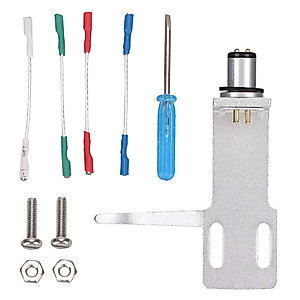 Phono Headshell, High-end Turntable Phonograph Player Cartridge Record Player Mount Kit Includes 4 Cables and 2 Pairs of Screws,Aluminum Alloy(Silver)