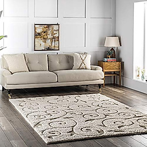 nuLOOM Maisha Contemporary Shag Area Rug, 7x9, Cream