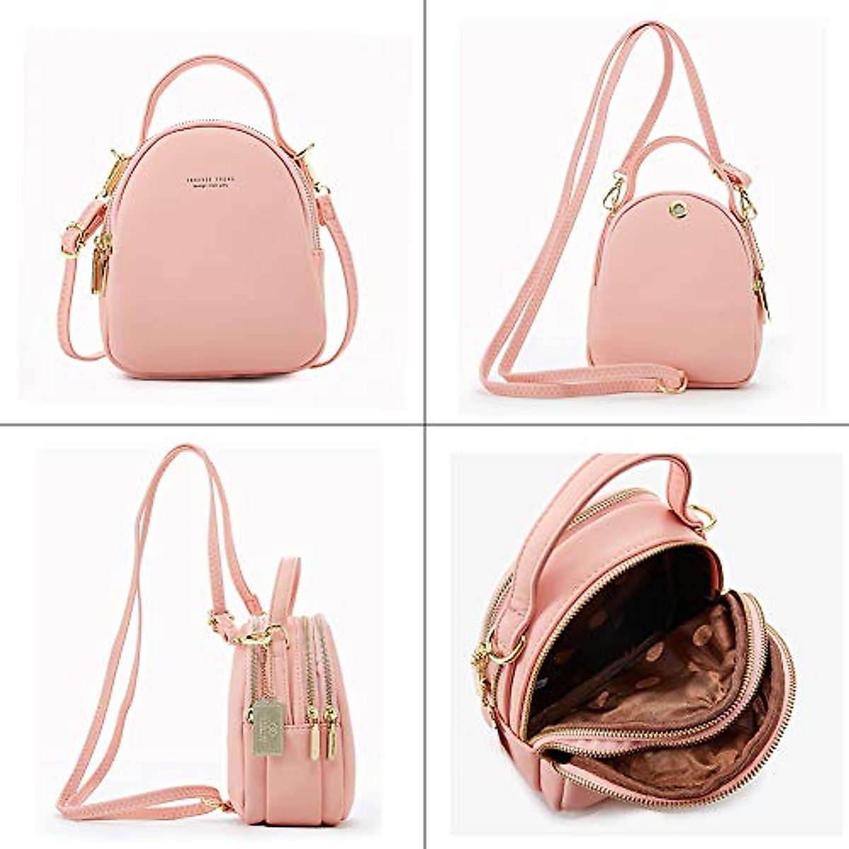 Backpack Purse for Women, Aeeque Leather Ladies Shoulder Bag Crossbody Phone Bags Handbags Girls Black Mini Backpacks Clutch Wallet for Samsung Galaxy J3 J7 S9 S8 Plus Note 9 8 iPhone XR 8 7 6S Huawei