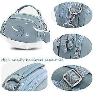 OPXTO-BoBo Lightweight Small Solid Color Crossbody shoulder bag, Nylon Multi-Pocket Cell Phone Purses Wallet for Women (Cute green)