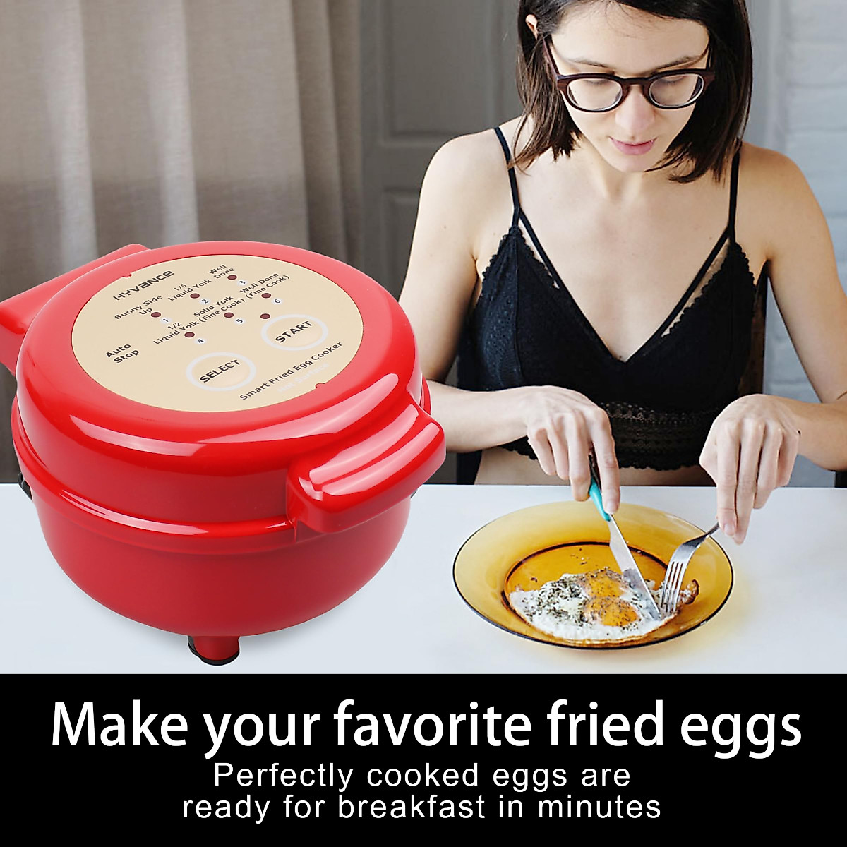 Hyvance Smart Fried Egg Cooker, Low Heat Cooking, Make fried egg like Sunny side up, Over easy etc. It automatically stops with sound alert when done, Non stick coating, Patent applied