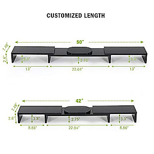 Tribesigns Triple 3 Shelf Monitor Stand Riser with Adjustable Length and Angle, Black