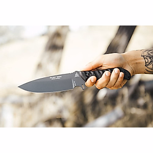 Tops Knives Silent Hero - Sniper Gray Blade Finish - Fixed Blade Knife - Black Leather Sheath (Rocky Mountain Tread Handle)