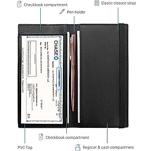 Zreal Checkbook Cover for Men & Women, Premium Vegan Leather Checkbook Holder Slim Wallets for Top & Side Tear Duplicate Checks with RFID Blocking (Matte Black)