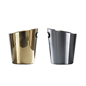 Wine cooler, Ice Bucket Stainless Steel Ice Bucket With Clip Portable Ice Bucket Hotel Bucket Champagne Bucket Beverage Bucket Party Activities and Camping Tableware Insulated Ice Bucket (Color : A) (