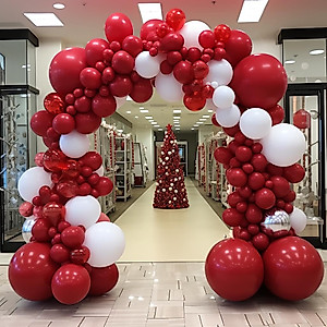 KBZVNAF Red White Balloons Garland Kit - 124Pcs Red White and Red Confetti Latex Balloons Arch for Wedding, Anniversary, Baby Shower, Birthday, Christmas Party Decorations