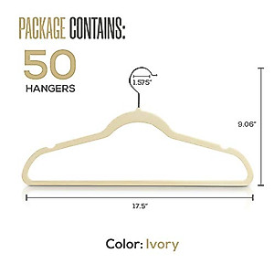 Utopia Home Premium Velvet Hangers- Pack of 100 - Non-Slip & Durable Clothes Hangers - 360 Degree Rotatable Hook - Heavy Duty, Slim & Sleek Hanging Supports- (50 Pack Ivory & 50 Pack Black Hangers)