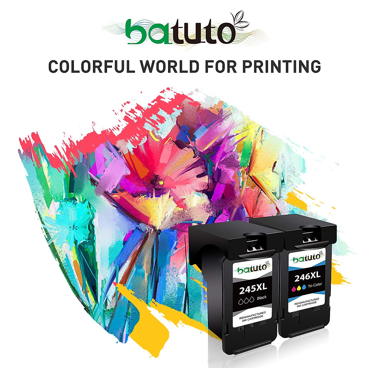 batuto Remanufactured Ink Cartridge 245xl 246xl Combo Pack Replacement for 245 XL Ink Cartridge for Pixma MX490 MX492 MG2522 TR4500 TR4520 TS3100 TS3122 TS3300 TS3322 TS3320(2 Black)